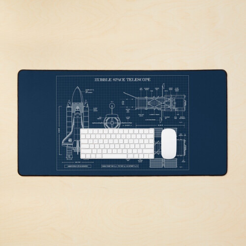 Desk Mat Hubble Space Telescope (Navy Blueprint) Large Gaming Mouse Pad ...