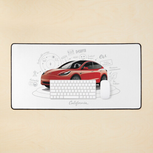 Desk Mat Tesla Model Y Original Fan Art serial number: TMY001REDW Large ...
