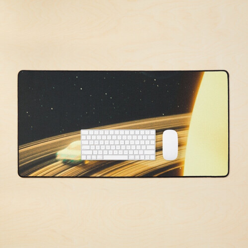 Desk Mat Saturn Highway - Retro-Futuristic Collage Artwork Design ...