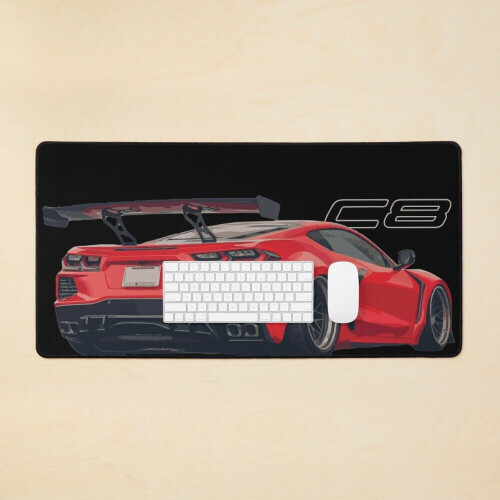 Desk Mat TJ Hunt C8 Twin Turbo Corvette Rapid Red Car Widebody Large ...