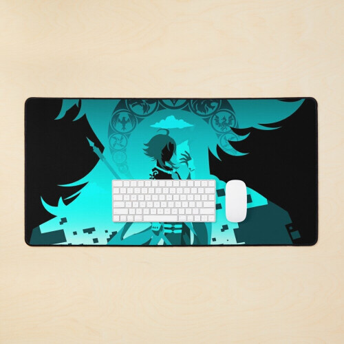 Desk Mat GENSHIN IMPACT XIAO SILLHOUTE Large Gaming Mouse Pad 35x16 ...