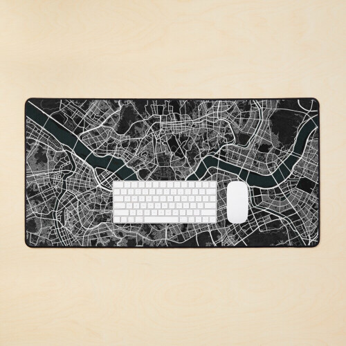 Desk Mat Seoul City Map of South Korea - Dark Large Gaming Mouse Pad ...
