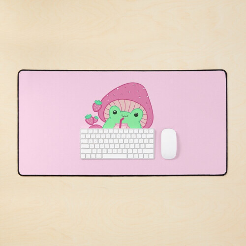 Desk Mat Retro 90s Japanese Kawaii Cottagecore Frog Strawberry Milk ...