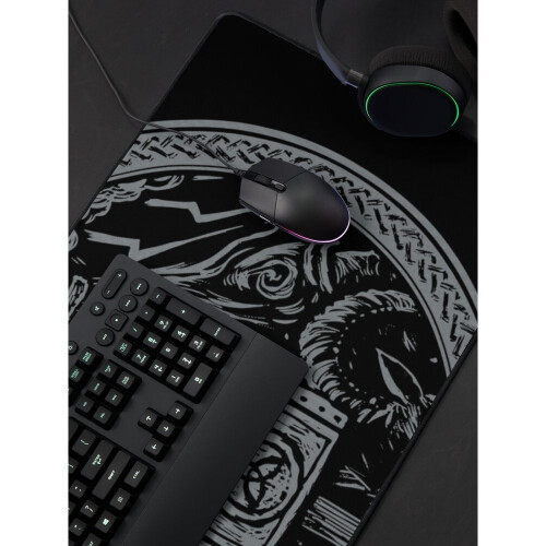 Desk Mat Odin Medaillon with runes, hammer Mjölnir and ravens Norse ...