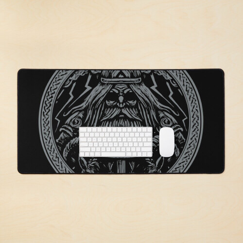 Desk Mat Odin Medaillon with runes, hammer Mjölnir and ravens Norse ...
