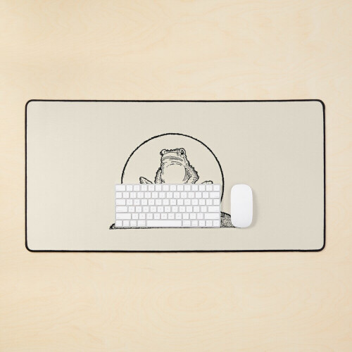 Desk Mat Cute Vintage Cottagecore Frog Sitting - Grumpy Sad Toad and ...
