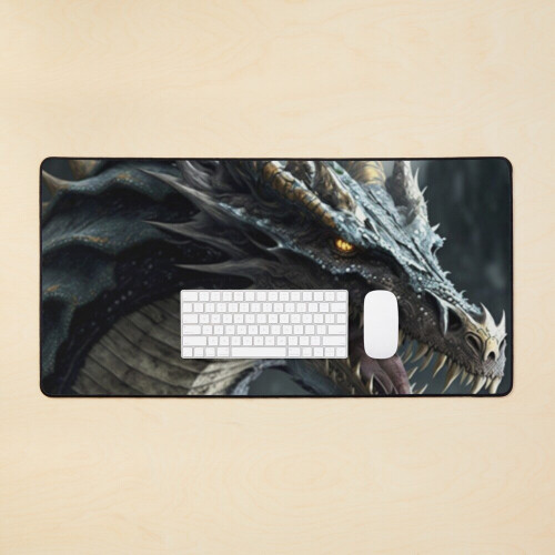 Desk Mat Skyrim Dragon, Dragon Face Teeth Angry Scary Large Gaming ...