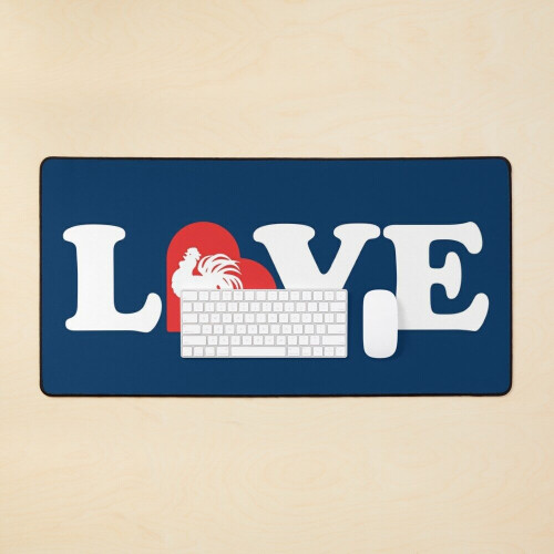 Desk Mat Sydney Roosters - Retro LOVE Red Rooster Cockerel on Rooster ...