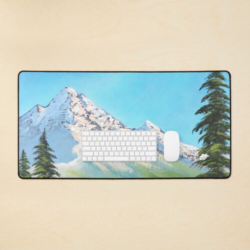 Desk Mat Bob Ross Inspired Landscape - Mountain Art Large Gaming Mouse ...