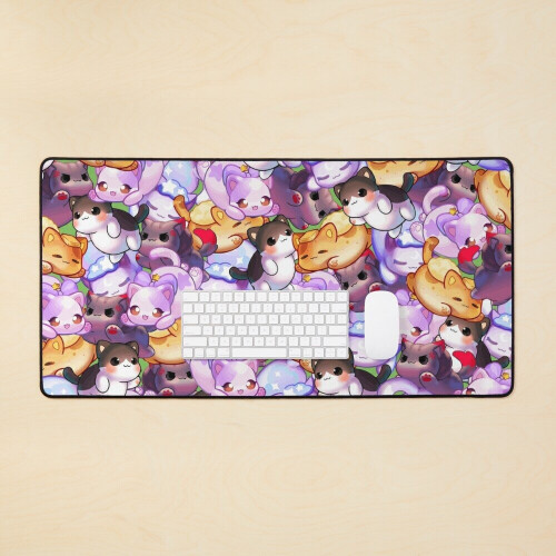 Desk Mat Aphmau Meow Plushies Anime Cats Large Gaming Mouse Pad 35x16 ...