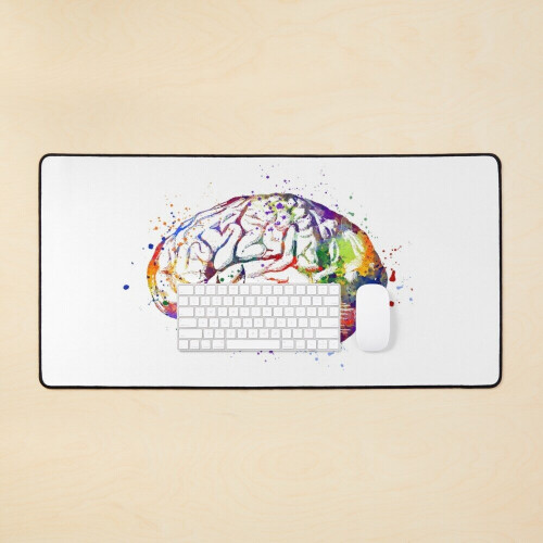 Desk Mat Human Brain Anatomy Watercolor Medicine Gift Large Gaming ...