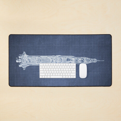 Desk Mat Apollo Saturn V Blueprint in High Resolution (dark blue) Large ...