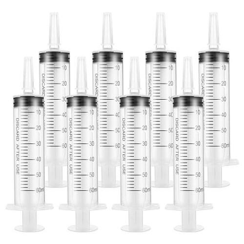 8Pcs 60ml Large Plastic Syringe Without Needle, Multiple Uses Measuring ...