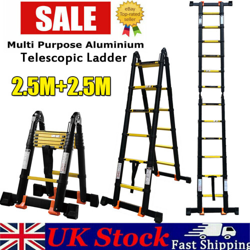 5M Multi-Purpose Telescopic Ladder Extendable Folding Heavy Duty ...