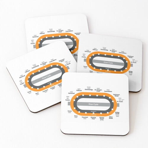 Leather Coasters Glasgow Scotland Tube Metro Subway Train Map Set of 4 ...