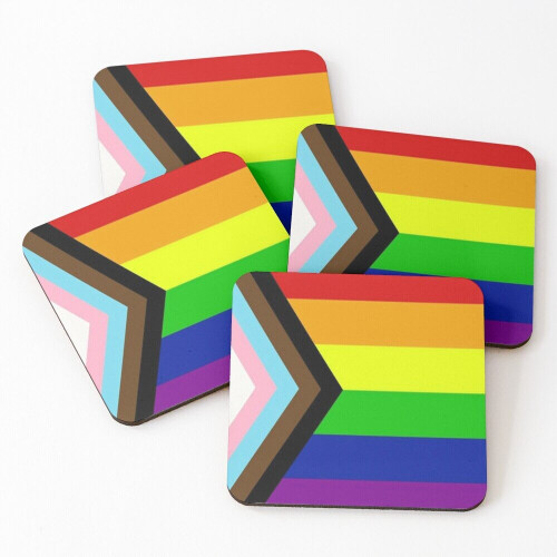 Leather Coasters Progress Pride Flag Set of 4 / 4 x 4 inch on OnBuy
