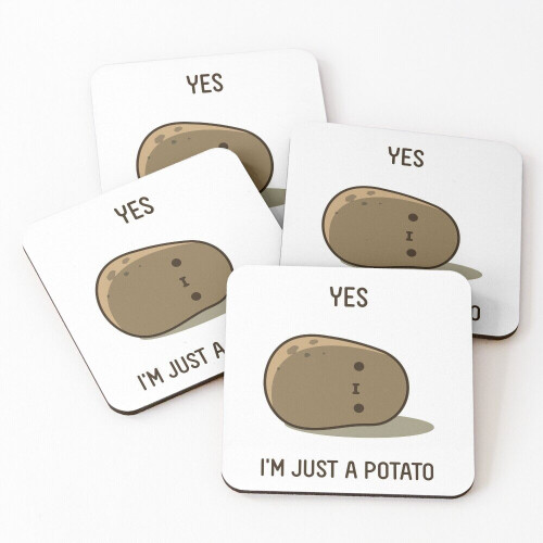 Leather Coasters Cute Potato Set of 4 / 4 x 4 inch on OnBuy