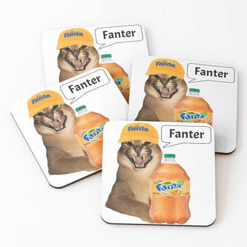 Leather Coasters Demotivational Big Floppa Cat Meme Fanter Set of 4 / 4 ...