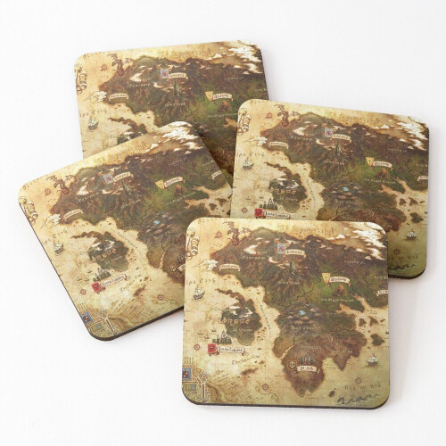 Leather Coasters Eorzea FFXIV Map Set of 4 / 4 x 4 inch on OnBuy