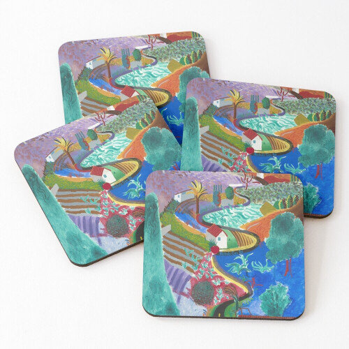 Leather Coasters david hockney nichols canyon Set of 4 / 4 x 4 inch on ...