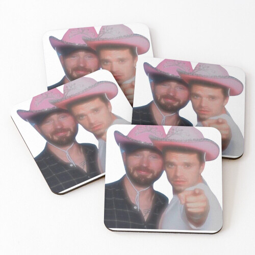 Leather Coasters Chris Evans Sebastian Stan Set of 4 / 4 x 4 inch on OnBuy