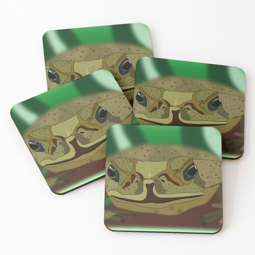Leather Coasters Grumpy cane toad Set of 4 / 4 x 4 inch on OnBuy