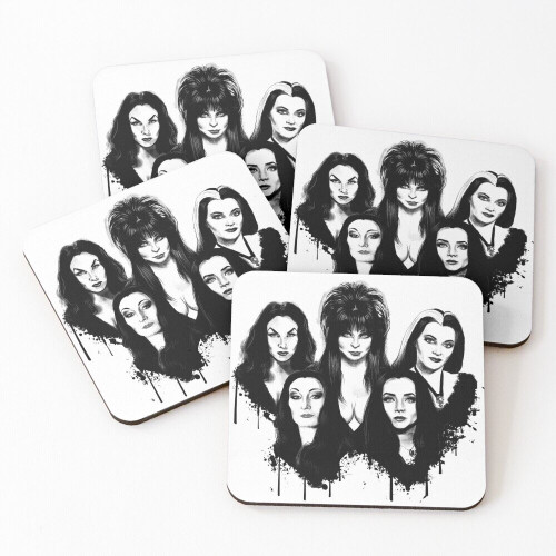Leather Coasters Goth Queens - Elvira, Vampira, Lily, Morticia Set of 4 ...