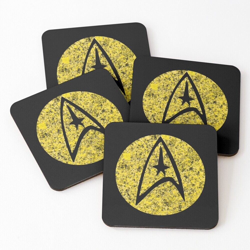 Leather Coasters Star Trek TOS Command Gold Insignia Paint Splatter Set ...