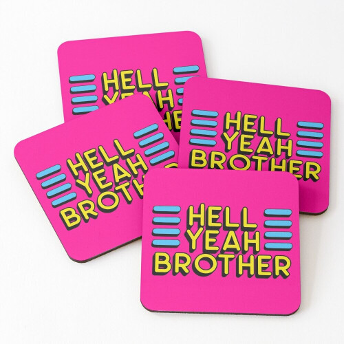 Leather Coasters Hell Yeah Brother Pop Art Set of 4 / 4 x 4 inch on OnBuy