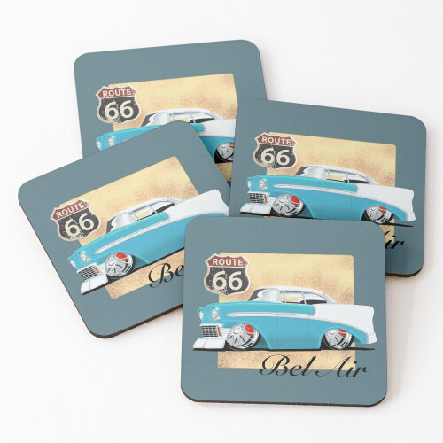 Leather Coasters 56 Chevy Bel Air Set of 4 / 4 x 4 inch on OnBuy