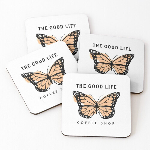 Leather Coasters The Good Life Coffee Shop Set of 4 / 4 x 4 inch on OnBuy