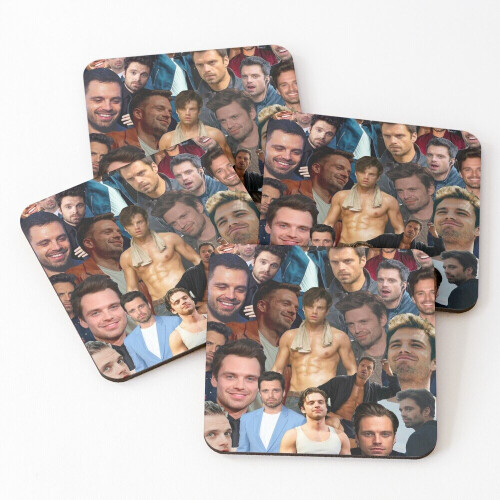 Leather Coasters Sebastian Stan Photo Collage Set of 4 / 4 x 4 inch on ...