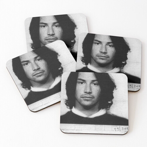 Leather Coasters Keanu Reeves 90s Mugshot Set of 4 / 4 x 4 inch on OnBuy