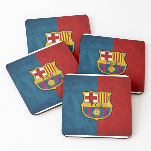 Leather Coasters FC Barcelona Set of 4 / 4 x 4 inch on OnBuy