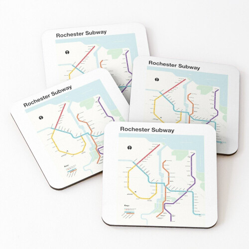 Leather Coasters Rochester Subway (Fantasy Metro Map, Rochester, New ...