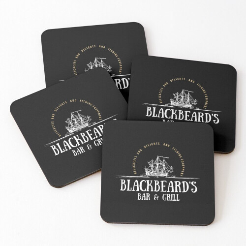Leather Coasters Blackbeard's Bar and Grill Set of 4 / 4 x 4 inch on OnBuy