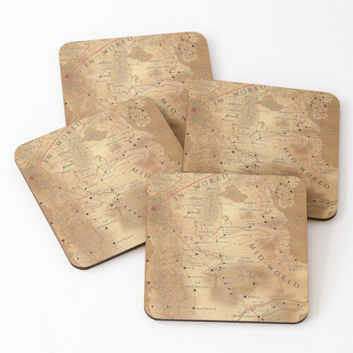Leather Coasters The Dark Tower - Mid-World Map Set of 4 / 4 x 4 inch ...