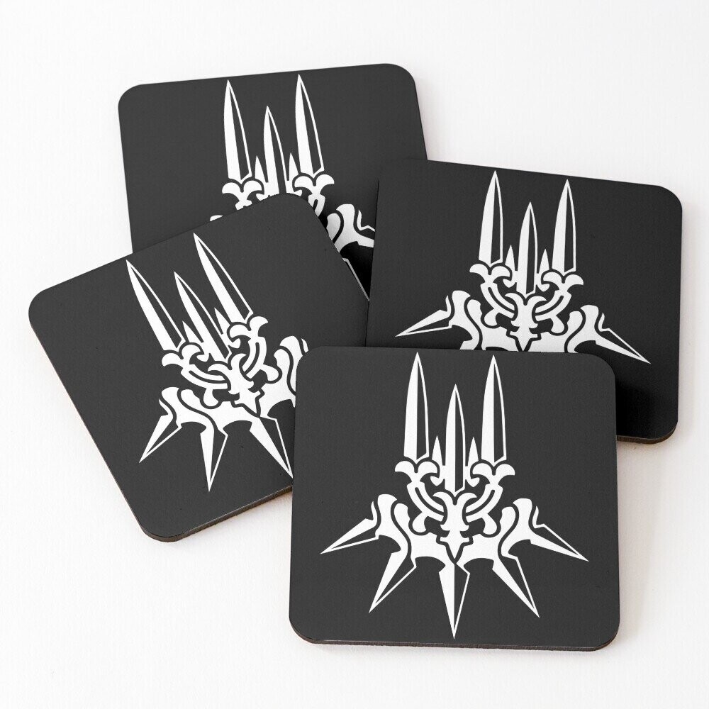 Leather Coasters NieR Automata - Yorha Symbol (white) Set of 4 / 4 x 4 ...