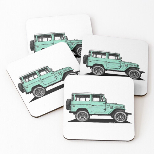 Leather Coasters Toyota FJ40 Land Cruiser Spring Green Set of 4 / 4 x 4 ...