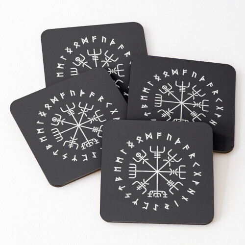 Leather Coasters Viking Norse Protection Compass with Circle Runes ...