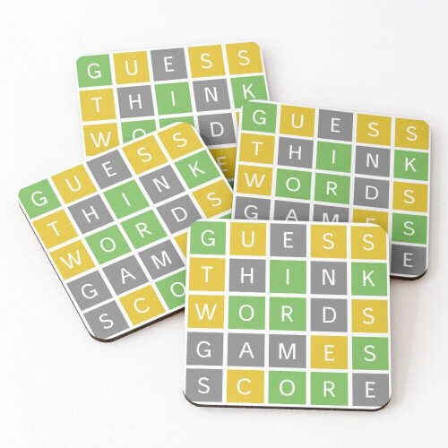 Leather Coasters Wordle Word Scramble Puzzle Game Set of 4 / 4 x 4 inch ...
