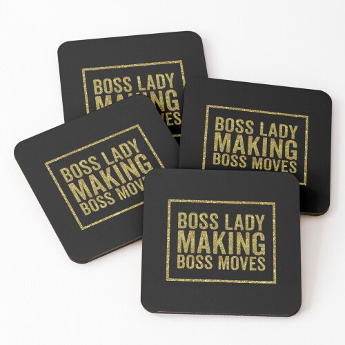 Leather Coasters Boss Lady Making Boss Moves, Quote Set of 4 / 4 x 4 inch on OnBuy
