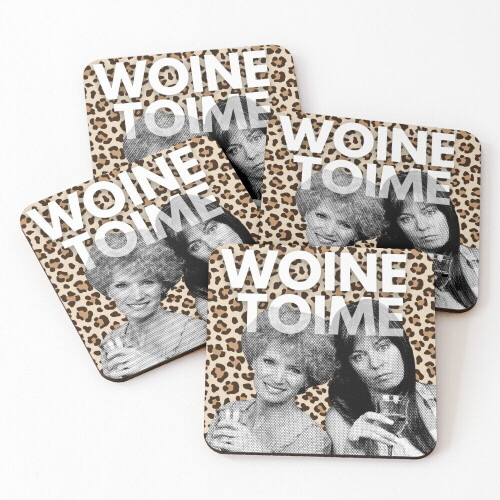 Leather Coasters Kath and Kim Wine Time Leopard Theme Set of 4 / 4 x 4 ...