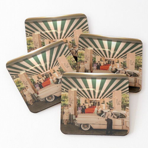 Leather Coasters Vintage Beverly Hills Hotel Poster Set of 4 / 4 x 4 ...