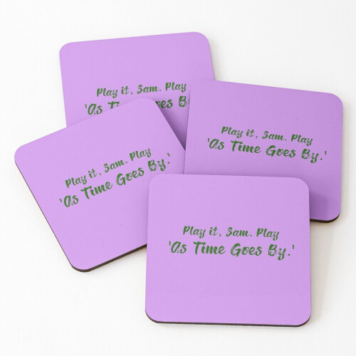 Leather Coasters Play it, Sam. Play 'As Time Goes By.' quote from the movie Casablanca, 1942 Set ...