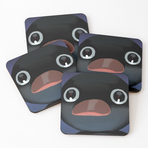Leather Coasters terrified pingu noot noot meme sticker Set of 4 / 4 x ...