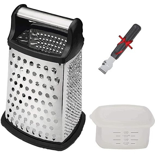 4-Sided Stainless Steel Heavy Duty Kitchen Box Grater with Detachable ...