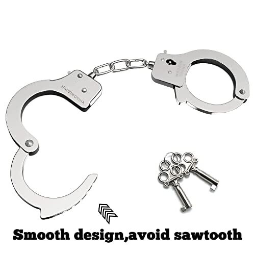 JUNRUI Police Handcuffs for Kids, Real Police Metal Steel Handcuffs ...