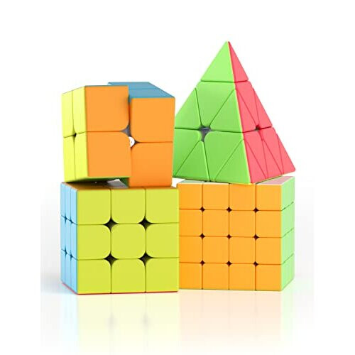 ROXENDA Speed Cube Set, 2X2 3X3 4X4 Pyramid Cube Stickerless Fast Cube ...