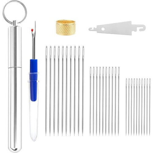 30 PCS Sewing Needles Kit, 3 Sizes Large Eye Embroidery Needle with ...